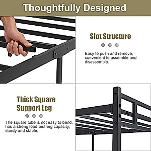 VECELO Twin Size Bed Frame with Wood Headborad, Mattress Foundation, Metal Platform with Steel Slats Support, No Box Spring Needed, Matte Black