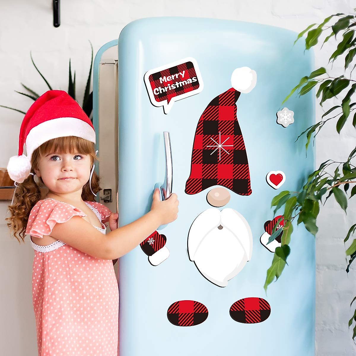 D-FantiX Christmas Gnomes Magnet Set, 21 Pcs Refrigerator Fridge Magnets Strong Swedish Tomte Gnome Holiday Scandinavian Magnetic Christmas Decorations for Metal Door, Cabinets
