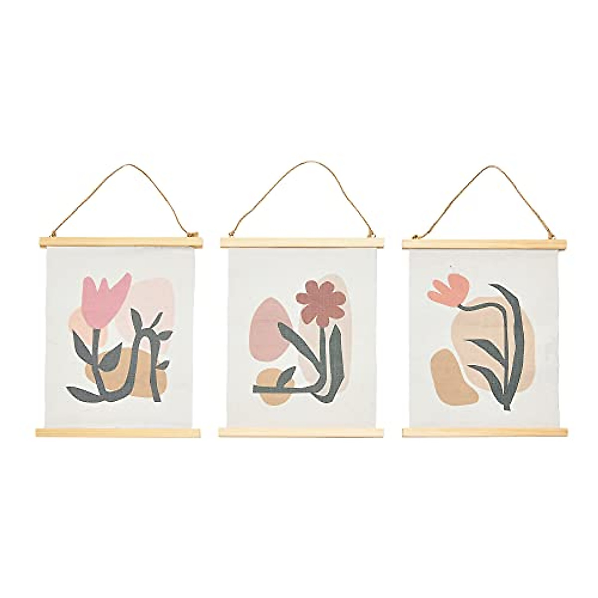 Main + Mesa Abstract Floral Canvas Wall Scrolls, Set of 3