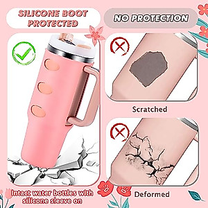 ZLSPTK Stanley Cup Accessories Cup Holder Silicone Boot for Stanley 40 oz Tumbler with Handle Pink Silicone Sleeve for Stanley simple modern 40oz Tumbler Protective Water Bottle Full Body Bottom Cover