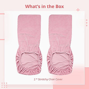 2 PCS Stretchy Chair Cover, Pink Velvet Chair Cover, Removable Dining Chair Slipcover, Washable Chair Protector, Universal Chair Cover for Dining Rooms, Living Rooms, Cafes, Restaurants, Hotels
