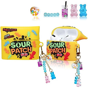 Sweet Body Yellow Candy AirPod Case 3D Cartoon Funny Kawaii, Shockproof Protective Soft Silicone Case Skin Designed with Trendy Candy Keychain for AirPods 1&2, AirPods 3, and AirPods Pro (Airpod 3)