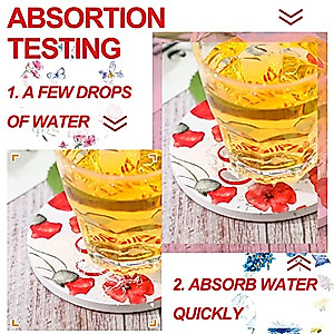 Ceramic Coasters with Holder, Sets of 6 Floral Coasters, Wildflower Ceramic Drink Coaster, Suitable for Kinds of Cups, Wooden Table Decoration, Spring Summer Home Decor, Tabletop Protection 4 Inches