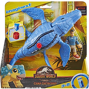 Fisher-Price Imaginext Jurassic World Dinosaur Toy Camp Cretaceous Mosasaurus & Kenji Figure Set for Pretend Play Kids Ages 3+ Years