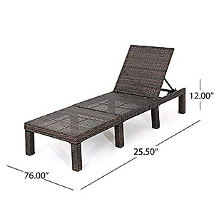 Christopher Knight Home Jamaica Outdoor Wicker Chaise Lounge with Water Resistant Cushion, Multibrown / Orange