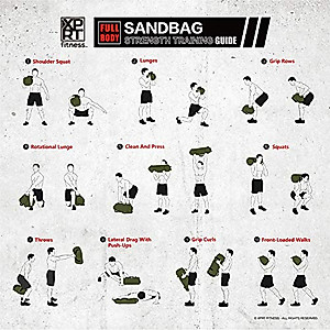 XPRT Fitness Workout Sandbag for Heavy Duty Workout Cross Training 7 Multi-positional Handles - Color Army Green/Black/Camo (Black, Medium)