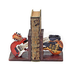 Bellaa 26249 Bookends Vintage Guitar Music Lovers Books Ends Holder Gifts 6 Inch