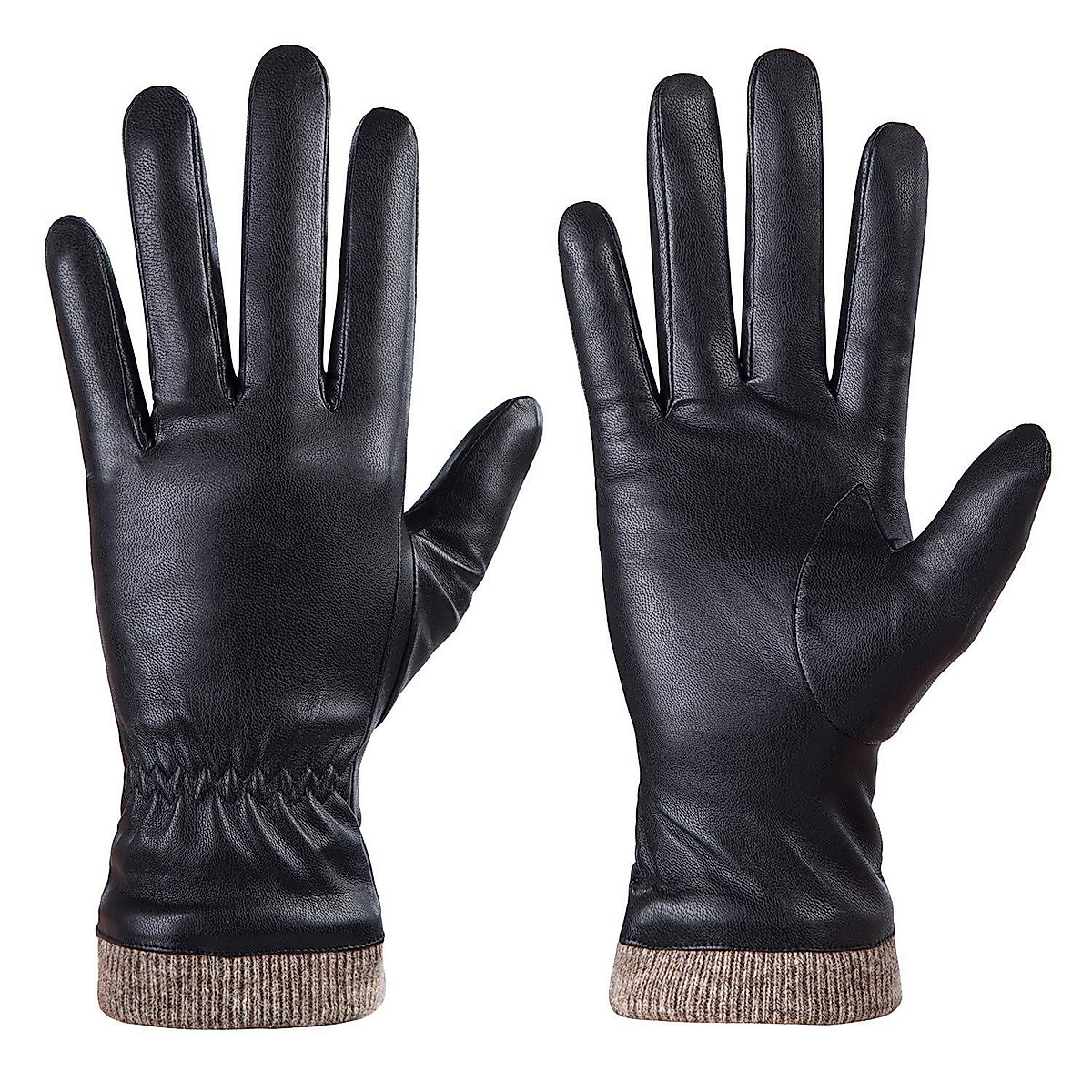 REDESS Winter Leather Gloves for Women, Wool Fleece Lined Warm Gloves, Touchscreen Texting Thick Thermal Snow Driving Gloves