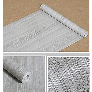 Gray Wood Grain Contact Paper Self Adhesive Shelf Liner Drawer Self Adhesive Shelf Liner Kitchen Cabinets Shelves Door Sticker 17.7 Inch by 78 Inch