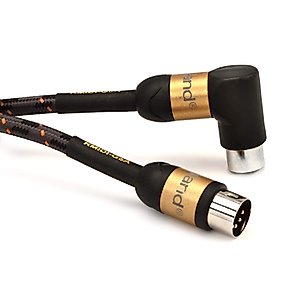 Roland Black Instrument Cable, Angled/Straight 1/4-Inch Jack, MIDI, Gold Series, 5 feet (RMIDI-G5A)