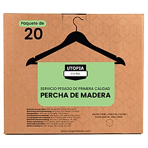 Utopia Home 20 Pack Premium Wooden Hangers - Durable & Slim Coat Hangers - Suit Hangers with 360-Degree Rotatable Hook - Wood Hangers with Shoulder Grooves (Natural Color)