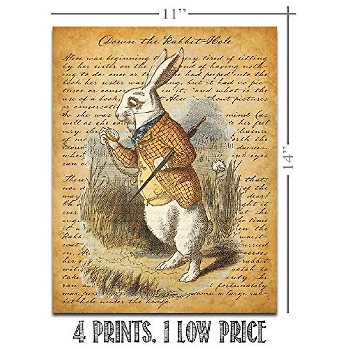Alice in Wonderland Prints - 11x14 Unframed Wall Art Print Poster - Perfect Alice in Wonderland Gifts and Decorations (Alice in Wonderland Set)