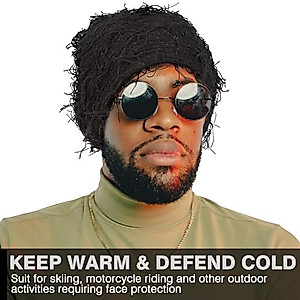 Distressed Balaclava Ski Mask Knitted Full Face Windproof Winter Premium Yeat Ski Mask for Men Women Cream