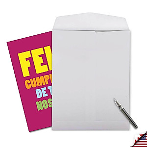 NobleWorks, Big Feliz Cumpleanos - Jumbo Spanish Birthday Card from All of Us (8.5 x 11 Inch) - Group Birthday Greeting J3243BDG-US-SL