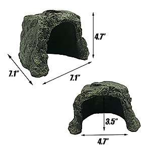 Tfwadmx Reptile Rock Hide Cave, Small Aquarium Habitat Decor Rock Tortoise Hideout for Lizards, Turtles, Reptiles, Amphibians, Fish