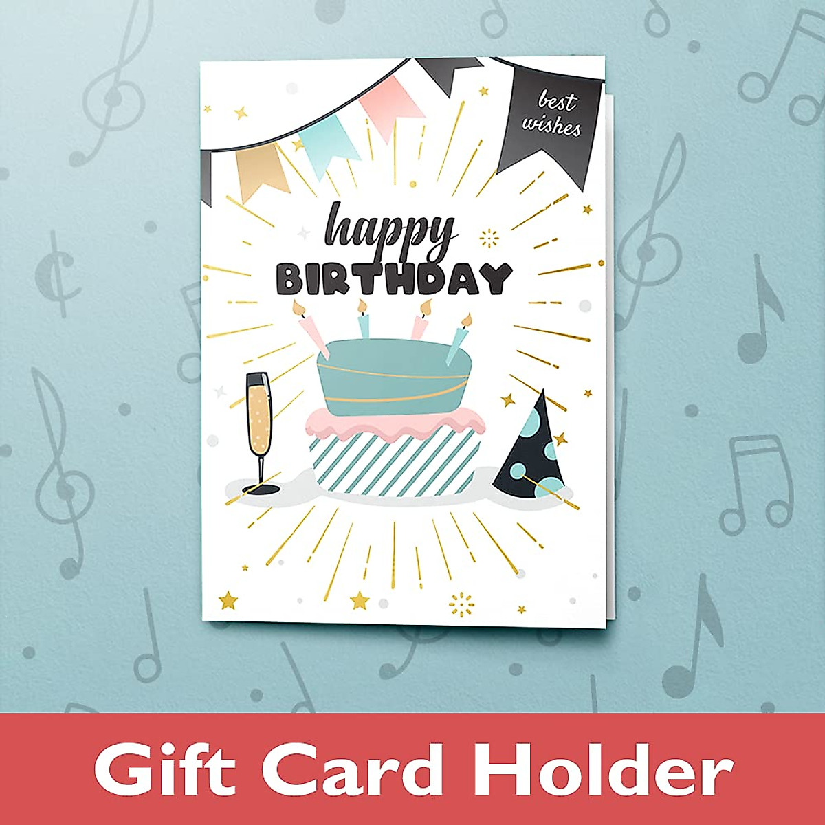 BIGDAWGS Happy Birthday Card With Cake | Gift Card Holder Greeting Card, First Birthday Card, Cute Bday Card, Foil & Varnish Finish, Card With Gift Insert 10806