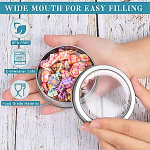 20 Pack 3.5 Ounce Metal Tin Cans, Round Empty Container Cans with Clear Top, Storage Cans Gift Case for Kitchen, Office, Candles, Candies, Arts & Crafts