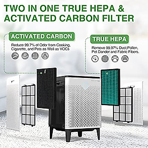 400/400S Replacement Filter for Coway AIRMEGA Max2 400/400S Air Purifier, Max 2 Green True HEPA and Active Carbon Filter Set, AP-2015-FP