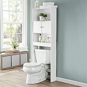 White 23 in. W Bathroom Space Saver Cabinet with 3 Fixed Shelves, Over The Toilet Storage