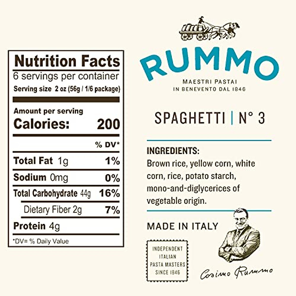 Rummo Italian Pasta GF Spaghetti No.3, Always Al Dente, Certified Gluten-Free (5 Pack, 12 Ounce Each)