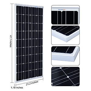 Solar Panel 100 watt Monocrystalline Solar Panels for Homes,RV,Off Grid, Boat, Marine, Camper