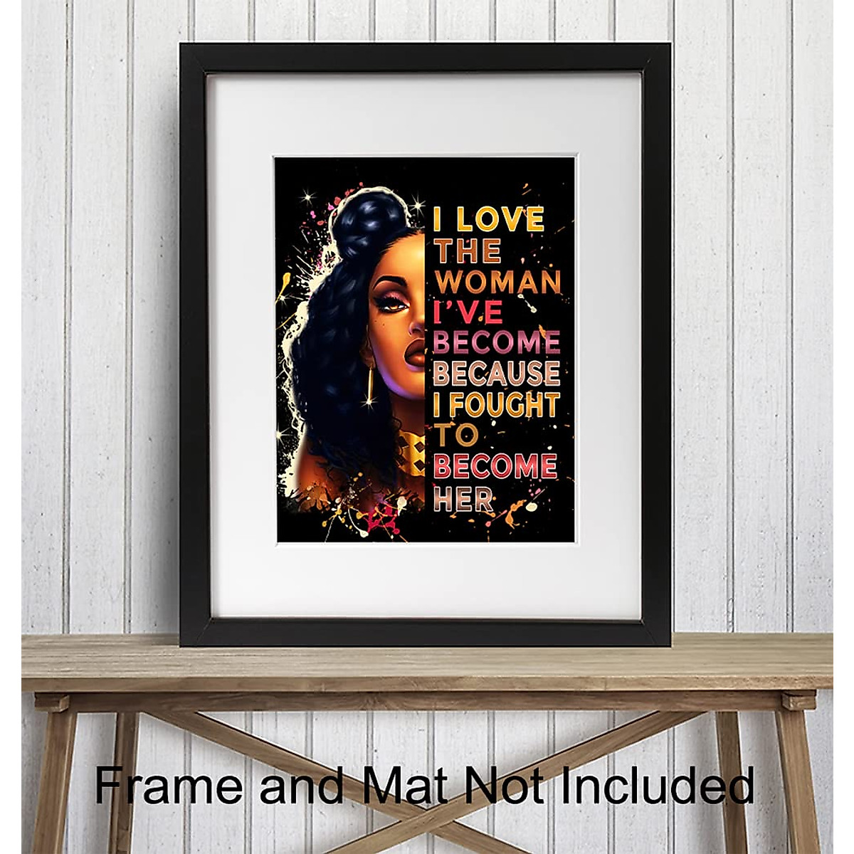 African American Wall Art Motivational Poster 8x10 - Black Art - Wall Art Black Women - Positive Inspirational Quotes Decor - Encouragement Gifts for African American Women - Afrocentric Wall Art