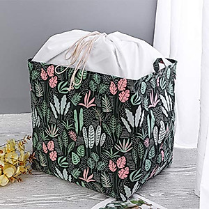 DOITOOL Laundry Baskets, 1pc Cotton and Linen Dirty Laundry Basket Fabric Folding Storage Basket Laundry Basket Household Cloth Basket (100L Green Grass)