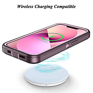 Qireoky for iPhone 13 Case,iPhone 13 Phone Case with Stand Heavy Duty Protective Anti-dust Port Cover Non-Slip Multi Layers 3 in 1 Bumper Shockproof Case for iPhone 13(Purple)