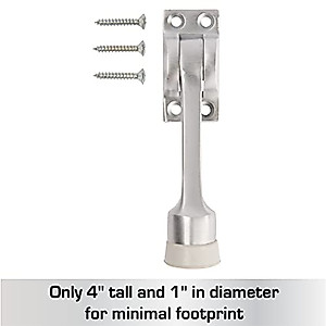 BRINKS Commercial - 4" Kick-Down Door Stop, Satin Chrome Finish - Non-Obtrusive Option to Protect Your Door and Walls