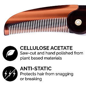 ZEUS Mustache Wax & Folding Mustache Comb Grooming Set for Men – Folding Mustache Comb & Natural Mustache Wax to Tame, Nourish Facial Hair
