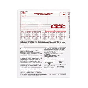1096 Transmittal 2022 Tax Forms, 25 Pack of 1096 Summary Laser Forms, Compatible with QuickBooks and Accounting Software