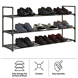 Home Complete Shoe Storage Rack, 3-Tier Organizer for Closet, Bathroom, Entryway