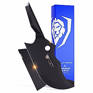 DALSTRONG Meat Cleaver Knife - 9 inch - Shadow Black Series - Black Titanium Nitride Coated - High Carbon - 7CR17MOV-X Vacuum Treated Steel - Sheath - Massive Razor Sharp Kitchen Knife - NSF Certified