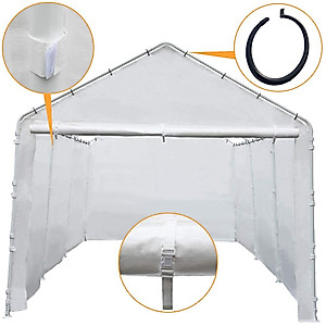 Abba Patio Replacement SideWall Cover for 10 x 20 ft Carport Shelter Garage UV Water Resistant SideWall Tarp with Rings (Frame & Top Cover Not Included), for 6 Legs Carport, White