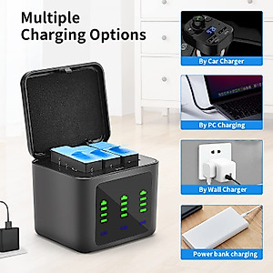 Eeyrnduy Rechargeable Battery Replacement for Gopro Hero 9/Hero 10/Hero 11 Black Camera 3-Pack Batteries and 3-Channel USB Charger Combo