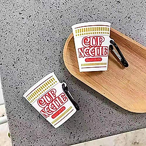 XYFS Compatible with Airpods 1/2 Case Cover, 3D Cute Cartoon Funny Fun, Silicone Air pods Stylish Chic Character Skin Keychain Kits,Stylish Girl Child Teen boy Airpods case (Cup-Noodles)