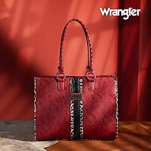 Wrangler Large Tote Bag for Women Western Purses for women Top Handle Handbgas for women Suede Purse Leopard Print Shoulder Bag WG83G-8317RD