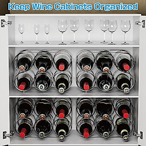 Buruis 6 Bottle Countertop Wine Rack - Freestanding Modern Metal Small Wine Rack - Tabletop Wine Holder Stand for Cabinet, Pantry, and Kitchen Decor - No Assembly Required - Silver