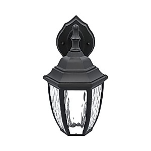Noble Home Porch Light Outdoor Wall Lantern | LED Lamp Fixture for Outside of House, Garage, Patio and Home Exterior | Black Sconce with Clear Glass, Wet Rated