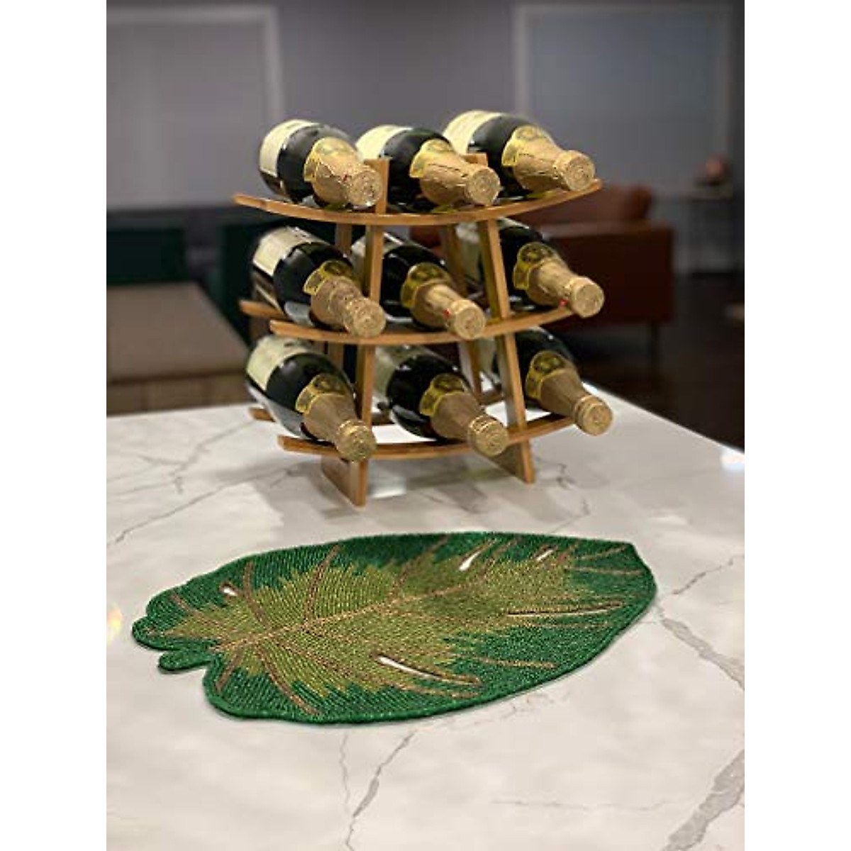 DECOMIL 9 Bottle Samurai Style Stackable Modular Wine Rack Wine Storage Rack Solid Bamboo Wine Holder Display Shelves, Wobble-Free (9 Bottle Capacity - Samurai Style Capacity)