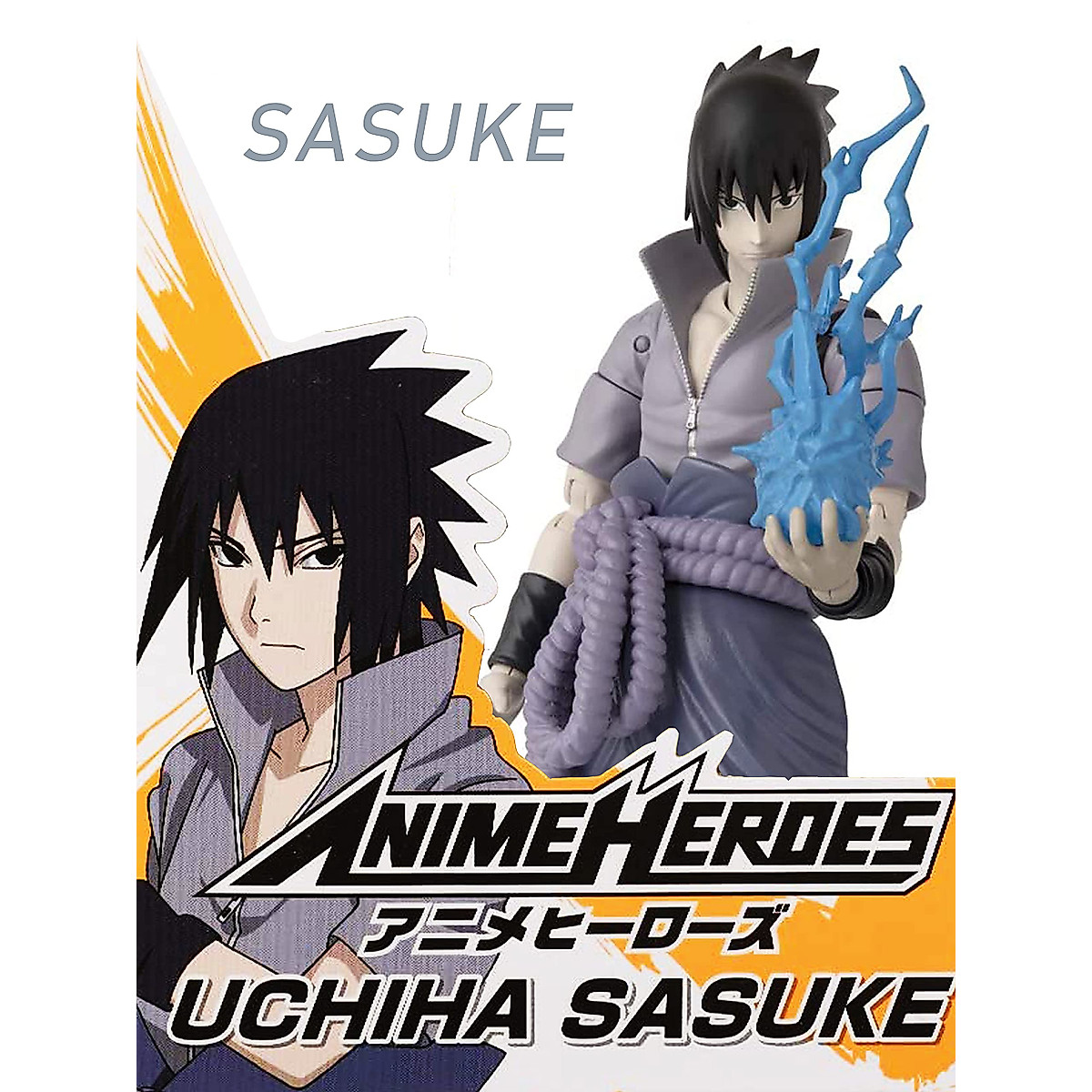 Bandai Naruto Anime Heroes Sasuke Uchiha Toy Action Figure Toy Bundle with 2 My Outlet Mall Stickers