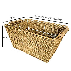 MARLIC Rectangular Seagrass Woven Storage Basket with Handles - Natural Seagrass Baskets for Organization and Storage - Medium - Trapezoid 12x8x6 IN (2)