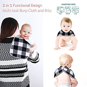 Baby Burp Cloths & Baby Bibs 2-in-1 Design Large Size 3 Layers Thicken 100% Cotton Super Absorbent and Soft Baby Spit Up Burping Rags Baby Burp Cloth Set for Boys and Girls 12 Pack