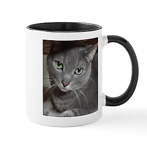 CafePress Gray Cat Russian Blue Mug Ceramic Coffee Mug, Tea Cup 11 oz