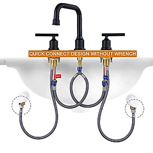 Weirun Replacement Part Quick Connect Hose for Bathtub Tub Filler Bathroom 3 Hole Sink Vanity Widespread Faucet Double Handle Mixer Tap,Black