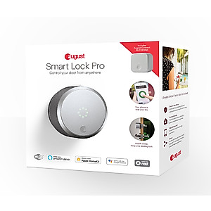 August Smart Lock Pro + Connect Hub - Wi-Fi Smart Lock for Keyless Entry - Works with Alexa, Google Assistant, and more – Silver