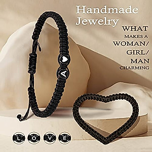 Btysun Initial Bracelets for Teen Girl and Boys Women Gifts for Girl and Boyfriend J Letter Bracelet Mom Gift Braided Adjustable Heart Charm Friend Birthday Graduation Retirement Anniversary