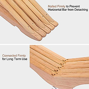 ELONG HOME Solid Wooden Hangers 20 Pack, Wood Suit Hangers with Extra Smooth Finish, Precisely Cut Notches and Chrome Swivel Hook, Wooden Clothes Hangers for Shirt Coat Jacket Dress, Natural