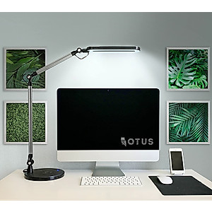 OTUS [2in1] LED Desk Lamp for Home Office with Wireless Charger, Architect LED Desk Light for Study, Reading, Working, Adjustable Tall Swing Arm Table Light, Dimmable Brightness, 3 Color Modes
