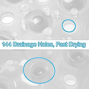 AmazerBath Shower Mat Non Slip 21 x 21 Inches, Square Shower Mat with Suction Cups and Drain Holes, Shower Stall Mat Machine Washable (Clear)